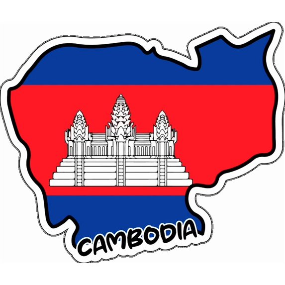 DOPASTICKER Cambodia Map Flag Sticker Decal Phone Decal Water Bottle ...