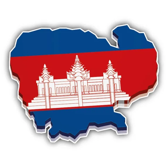 DOPASTICKER Cambodia Map Flag Sticker Decal Phone Decal Water Bottle ...
