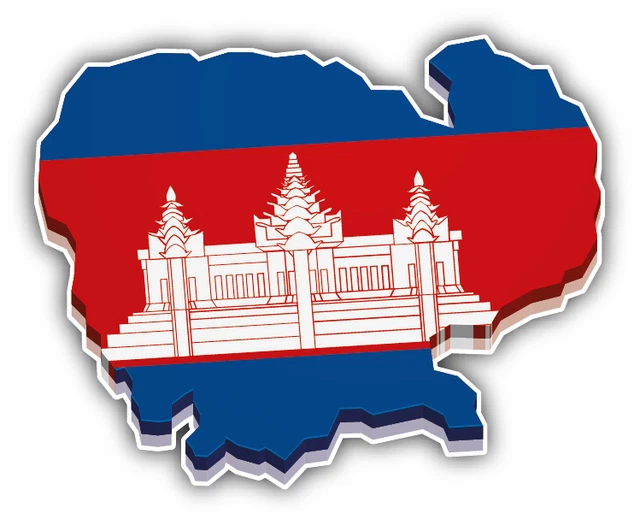 DOPASTICKER Cambodia Map Flag Sticker Decal Phone Decal Water Bottle ...