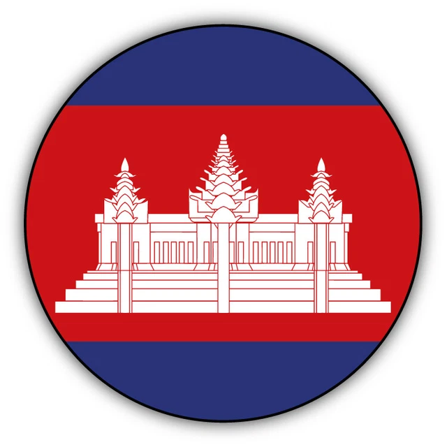 DOPASTICKER Cambodia Round Flag Sticker Decal Phone Decal Water Bottle ...