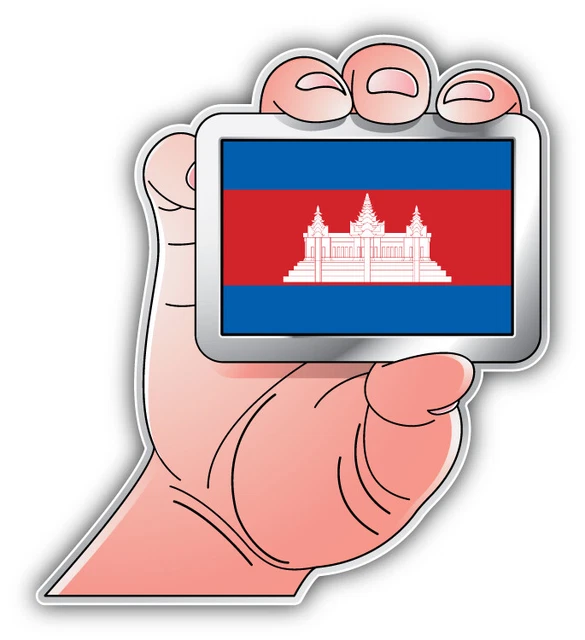 DOPASTICKER Cambodia World Flag Hand Sticker Decal Phone Decal Water ...