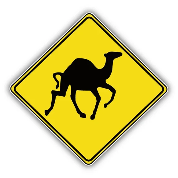 DOPASTICKER Camel Warning Sign Sticker Decal Phone Decal Water Bottle ...