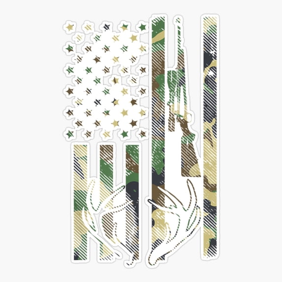 DOPASTICKER Camo American Lag Rile Antler Deer Hunting Hunter Git ...
