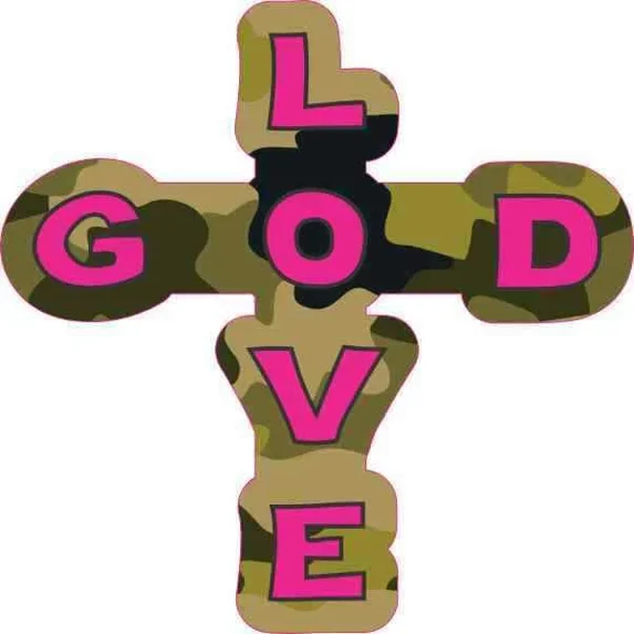 DOPASTICKER Camo God Love Cross Sticker Christian Religious Cup Car ...