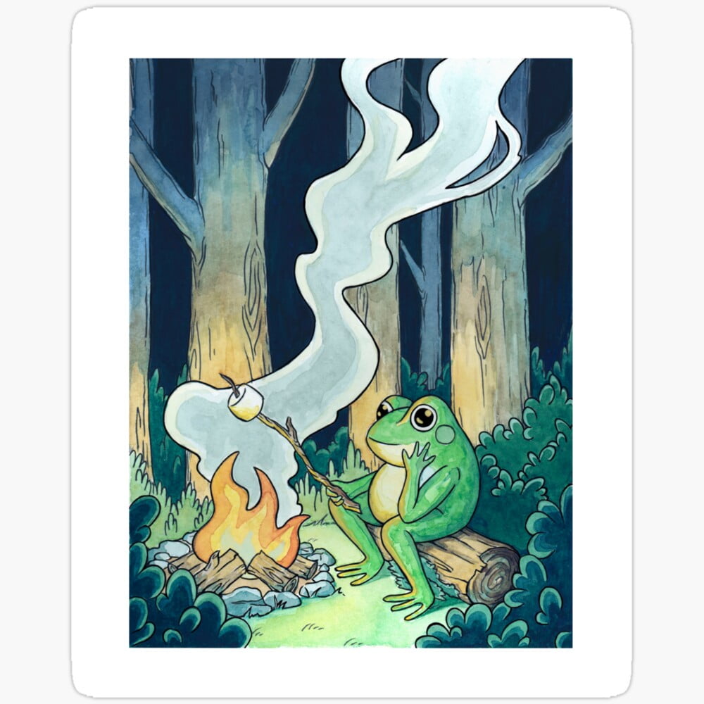 DOPASTICKER Campfire Frog Sticker Phone Sticker, Latop Sticker, Lover ...