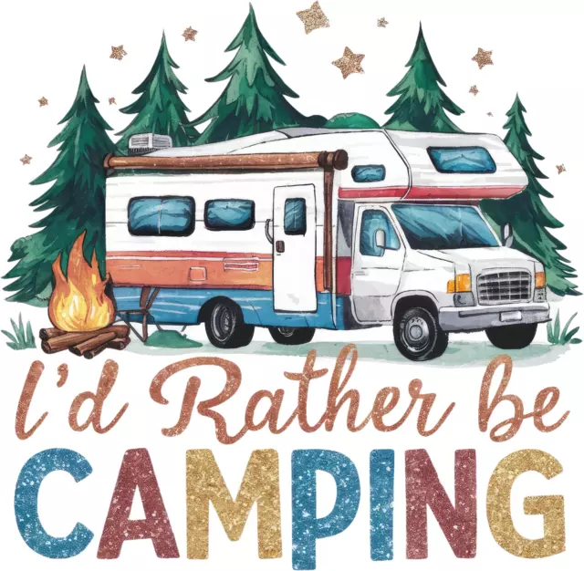 DOPASTICKER Camping Sticker I'D Rather Be Camping Fire Tent Woods ...