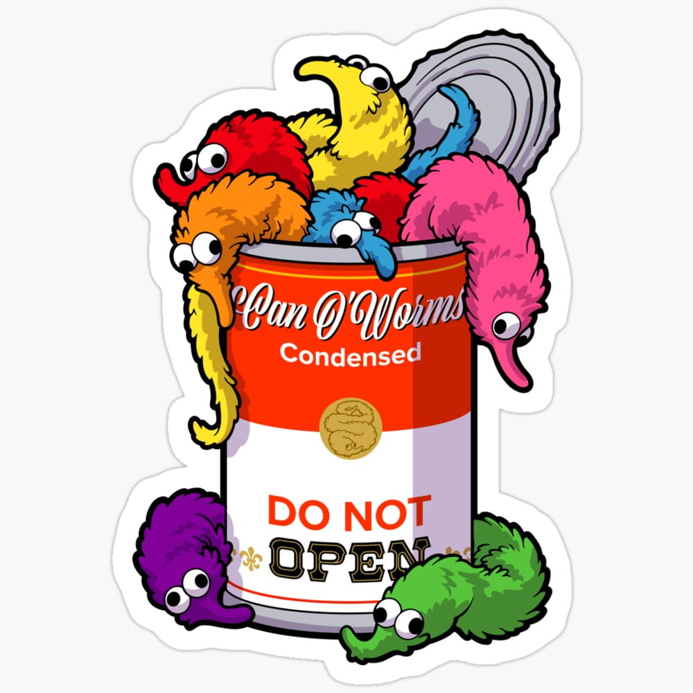 DOPASTICKER Can O' Worms On A String, Do Not Open Sticker Phone Decal ...
