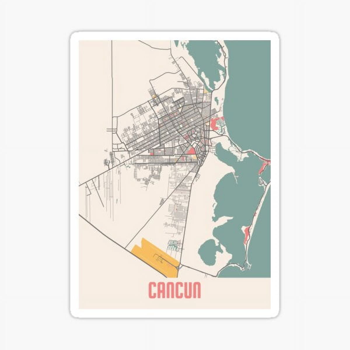 DOPASTICKER Cancun City Map Chalk Retro City Map Poster Sticker Phone ...