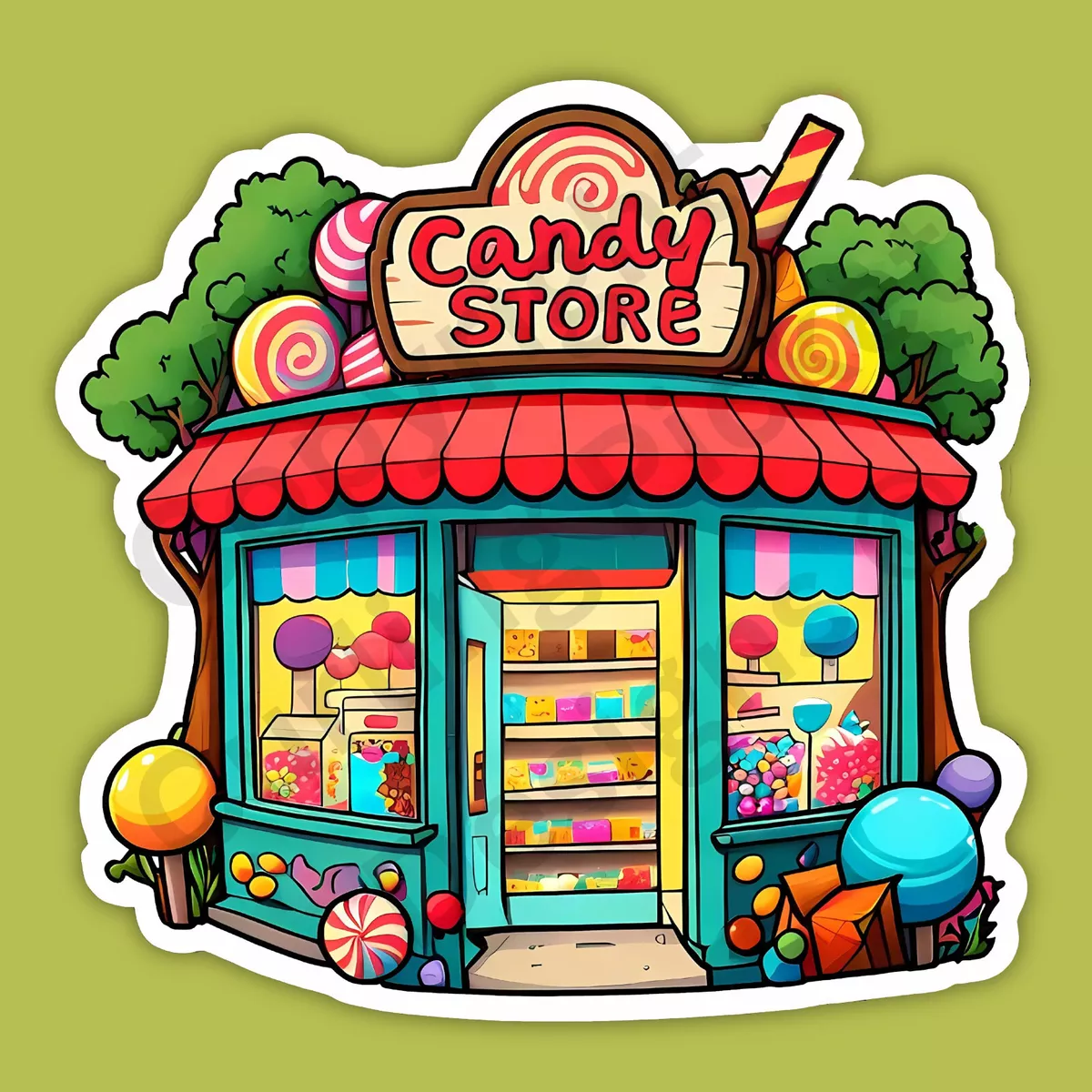 DOPASTICKER Candy Store Sweets Confections Fantasy Style Sticker ...