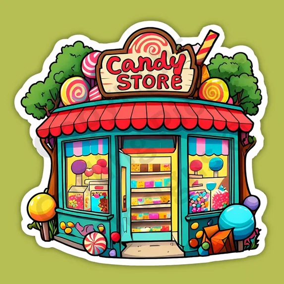 DOPASTICKER Candy Store Sweets Confections Fantasy Style Sticker ...