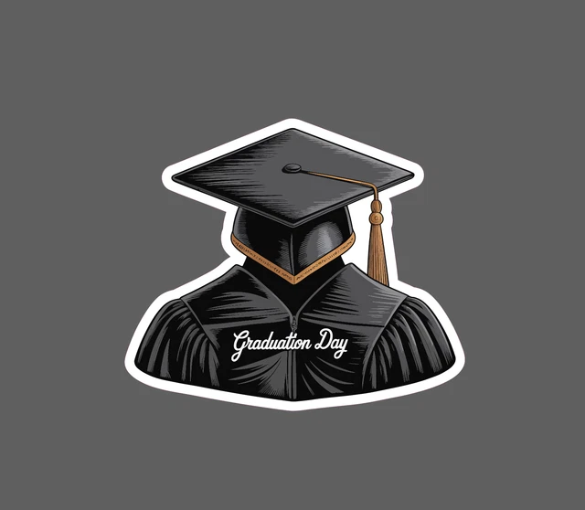 DOPASTICKER Cap And Gown Sticker Grad Graduation College School Sticker ...