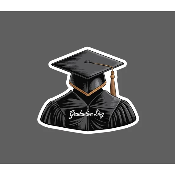 DOPASTICKER Cap And Gown Sticker Grad Graduation College School Sticker ...