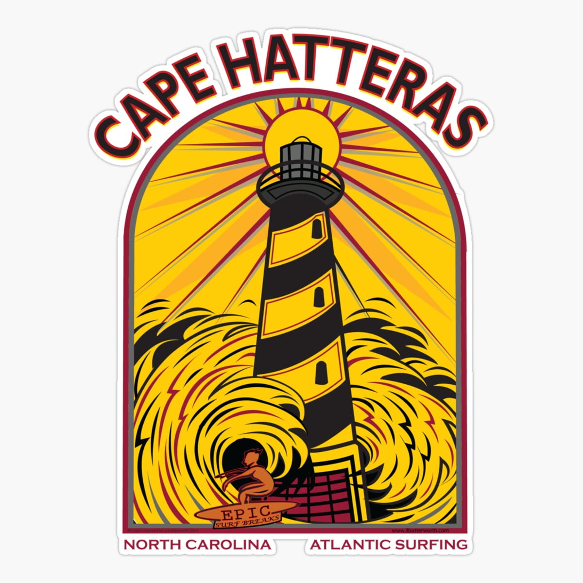 DOPASTICKER Cape Hattera North Carolina Surfing Sticker, Phone Sticker ...