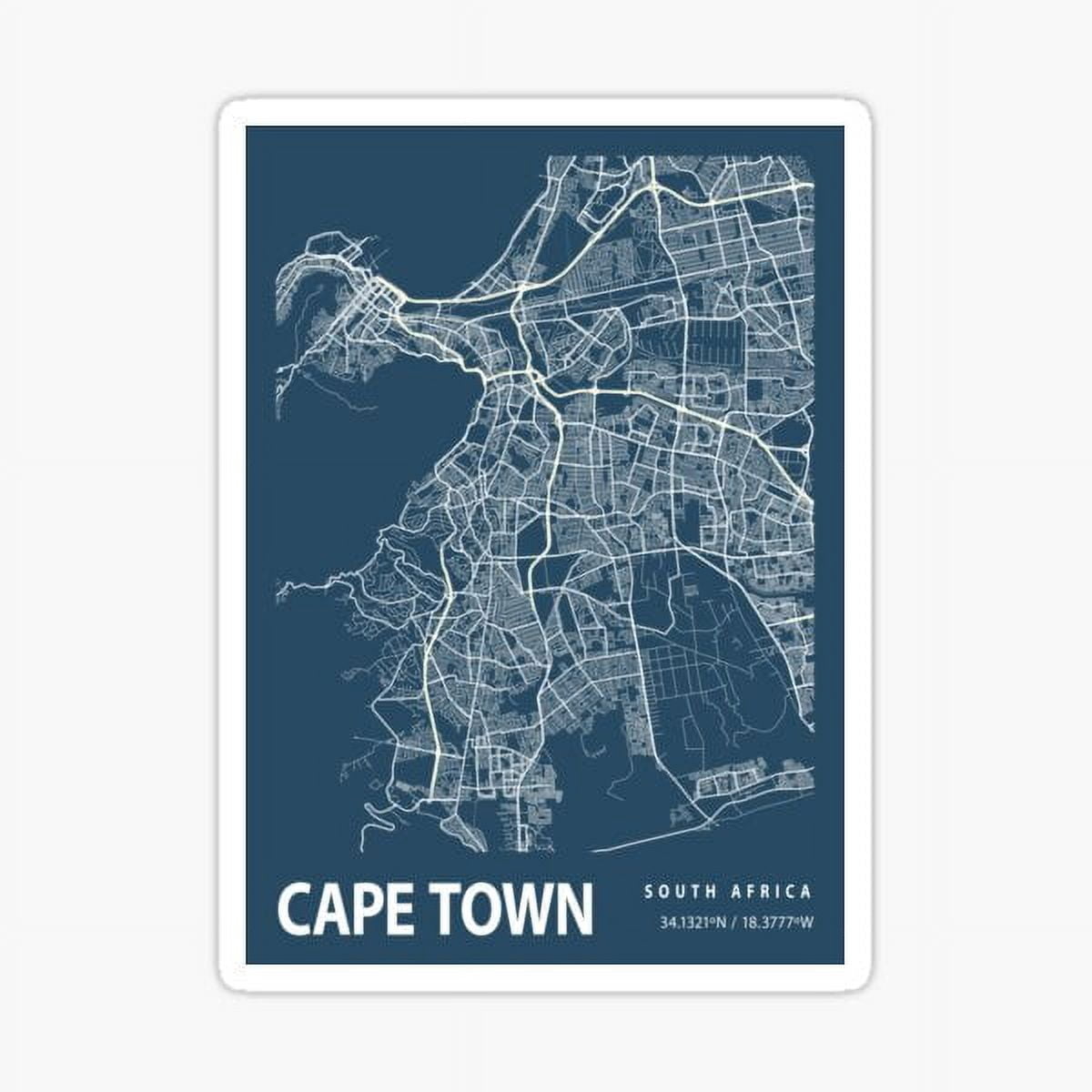 DOPASTICKER Cape Town Blueprint City Map Sticker Phone Decal Water ...