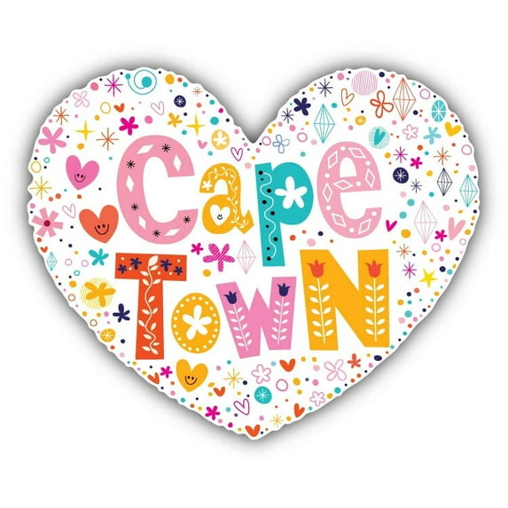 DOPASTICKER Cape Town Shaped Heart Travel Car Bumper Sticker Decal ...