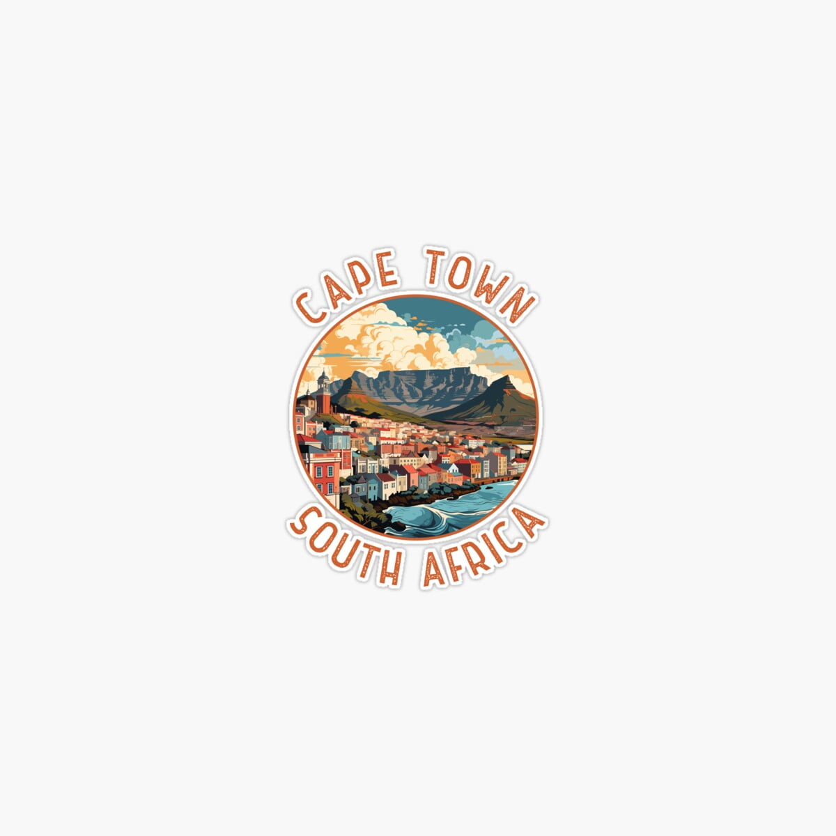 DOPASTICKER Cape Town South Africa Retro Distressed Circle Sticker ...