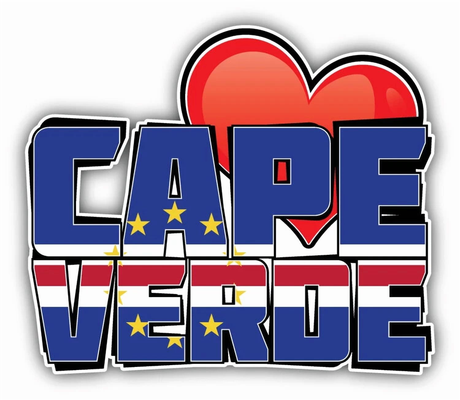 DOPASTICKER Cape Verde Art Heart Flag Travel Car Bumper Sticker Decal ...