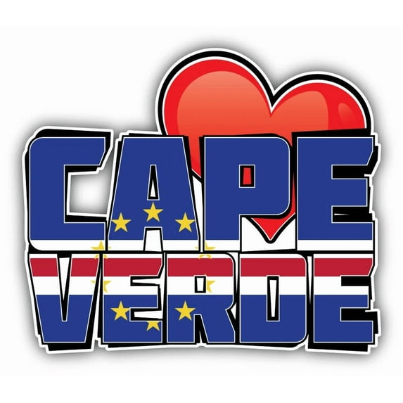 DOPASTICKER Cape Verde Art Heart Flag Travel Car Bumper Sticker Decal ...