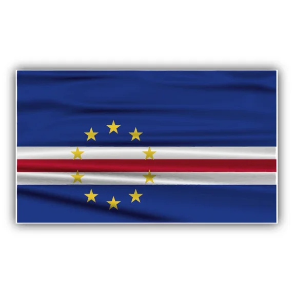 DOPASTICKER Cape Verde Wavy Flag Sticker Decal Phone Decal Water Bottle ...