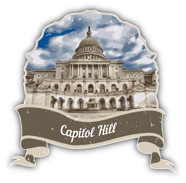 DOPASTICKER Capitol Hill Washington Dc World Landmark Grunge Travel ...