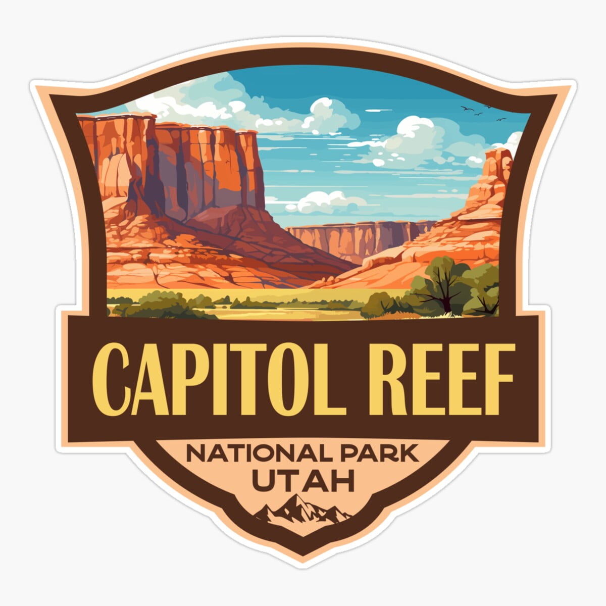 DOPASTICKER Capitol Reef National Park Illustration Retro Badge Sticker ...