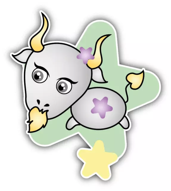 DOPASTICKER Capricorn Zodiac Sign Cartoon Sticker Decal Phone Decal ...