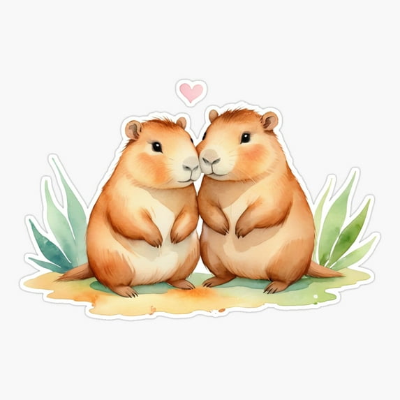 DOPASTICKER Capybaras Couple, Cute Animals In Love Decor For V-Day ...