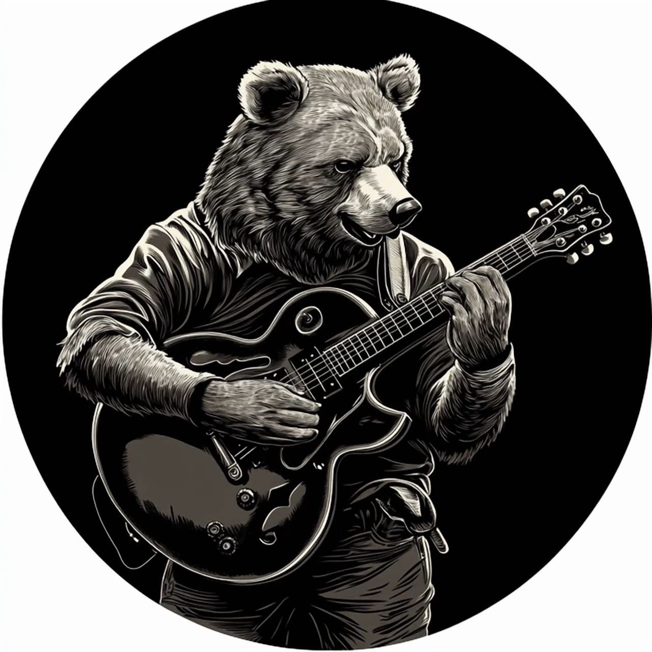 DOPASTICKER Car Sticker Bear With Guitar Sticker Phone Sticker, Latop ...