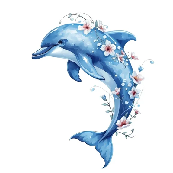 DOPASTICKER Car Sticker Car Rear Window Watercolor Dolphin Phone ...