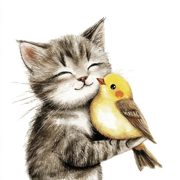 DOPASTICKER Car Sticker Cat And Bird Sticker Phone Sticker, Latop ...