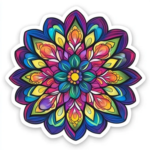 DOPASTICKER Car Sticker Colorful Mandala Sticker Phone Sticker, Latop ...