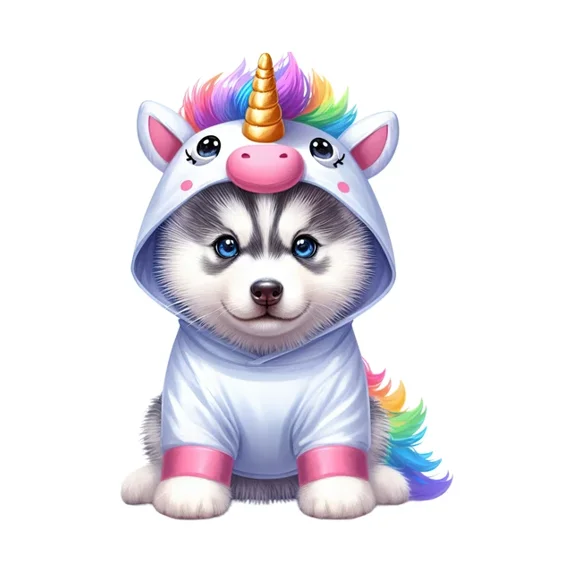 DOPASTICKER Car Sticker Dog In Unicorn Outfit Car Sticker Dogs Sticker ...