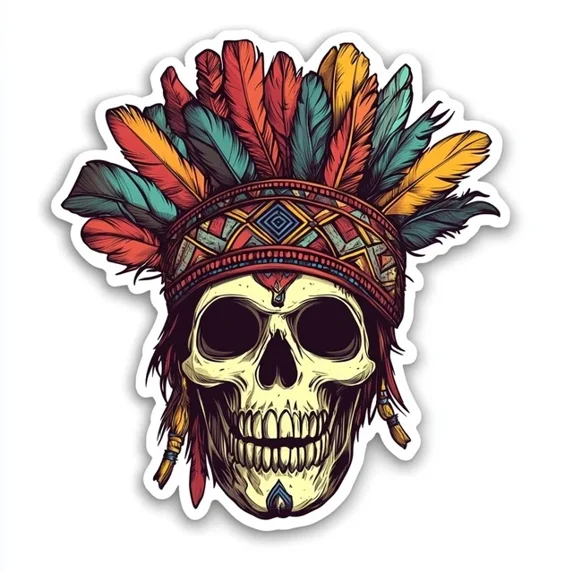 DOPASTICKER Car Sticker Indian Skull Sticker Phone Sticker, Latop ...