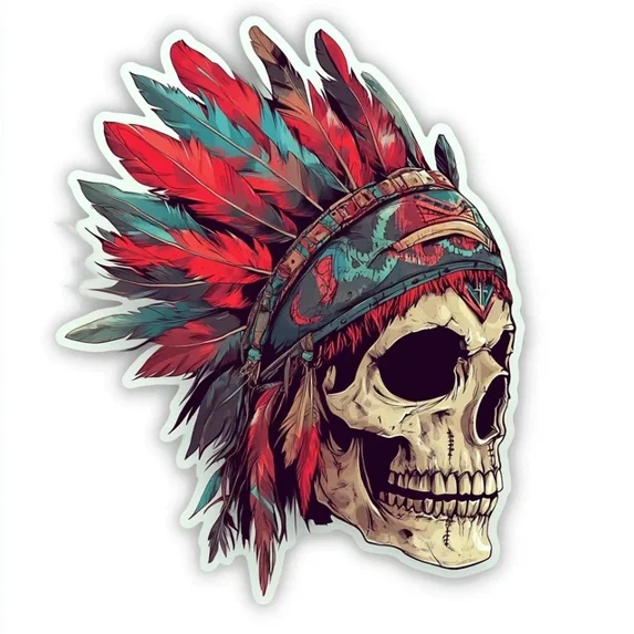 DOPASTICKER Car Sticker Indian Skull Sticker Phone Sticker, Latop ...