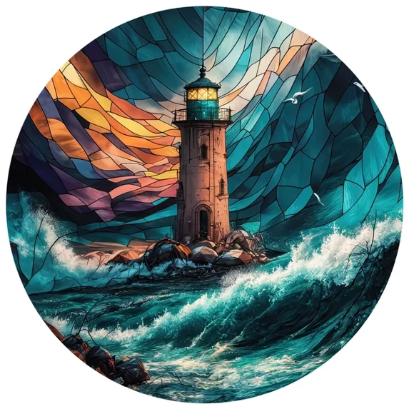 DOPASTICKER Car Sticker Lighthouse Stained Glass Sticker Phone Sticker ...