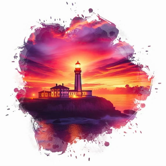 DOPASTICKER Car Sticker Lighthouse Stained Glass Sticker Phone Sticker ...