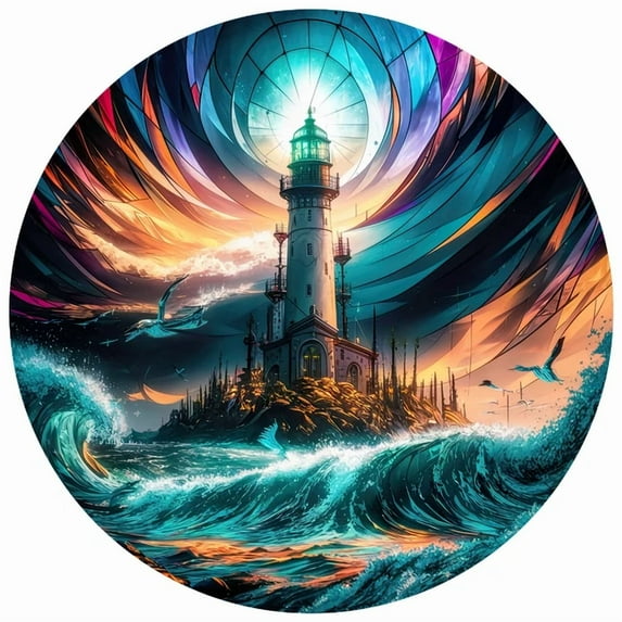 DOPASTICKER Car Sticker Lighthouse Stained Glass Sticker Phone Sticker ...