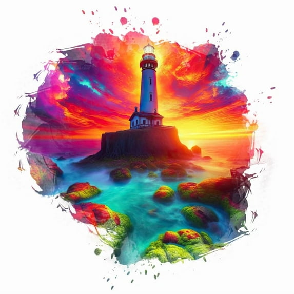 DOPASTICKER Car Sticker Lighthouse Stained Glass Sticker Phone Sticker ...