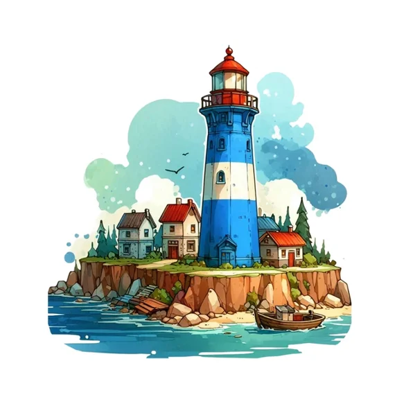 DOPASTICKER Car Sticker Lighthouse Stained Glass Sticker Phone Sticker ...