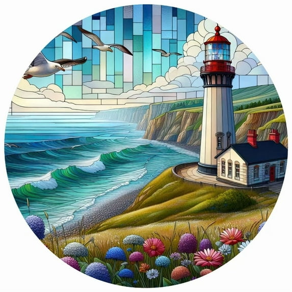DOPASTICKER Car Sticker Lighthouse Stained Glass Sticker Phone Sticker ...