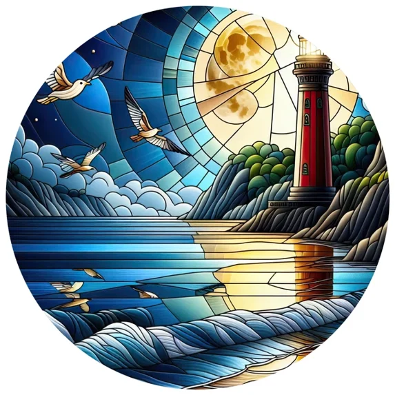 DOPASTICKER Car Sticker Lighthouse Stained Glass Sticker Phone Sticker ...