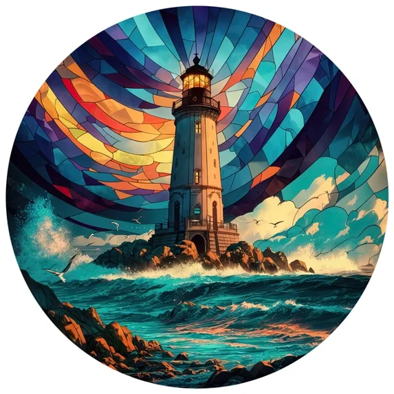 DOPASTICKER Car Sticker Lighthouse Stained Glass Sticker Phone Sticker ...