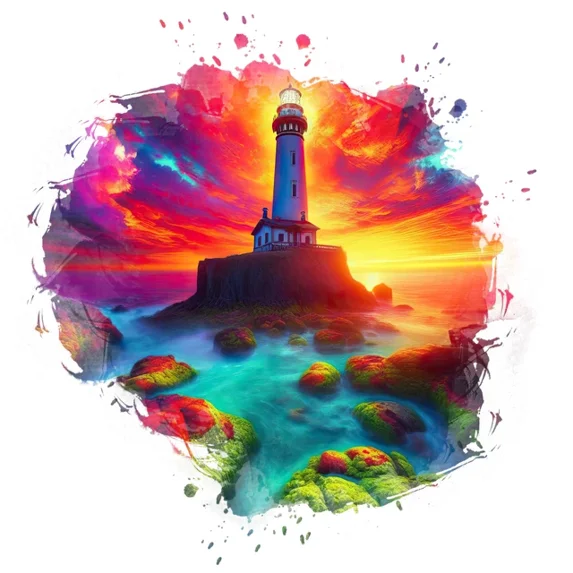 DOPASTICKER Car Sticker Lighthouse Stained Glass Sticker Phone Sticker ...