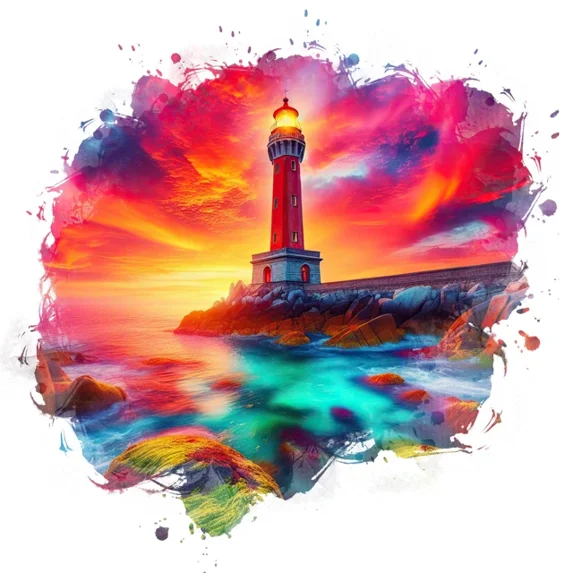 DOPASTICKER Car Sticker Lighthouse Stained Glass Sticker Phone Sticker ...