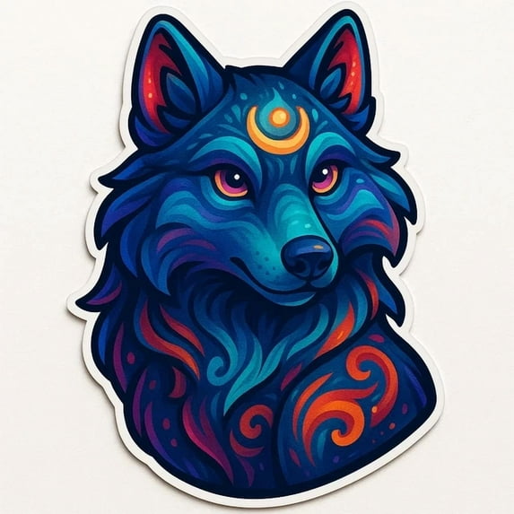 DOPASTICKER Car Sticker Mystical Wolf Sticker Spiritual Animal Motif ...