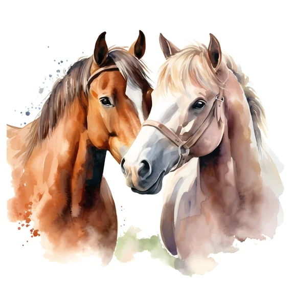 DOPASTICKER Car Sticker Watercolor Horses Sticker Phone Sticker, Latop ...