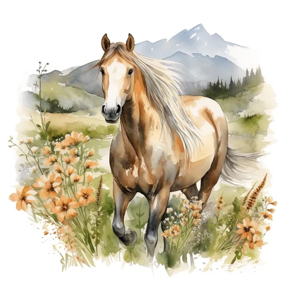 DOPASTICKER Car Sticker Watercolor Horses Sticker Phone Sticker, Latop ...