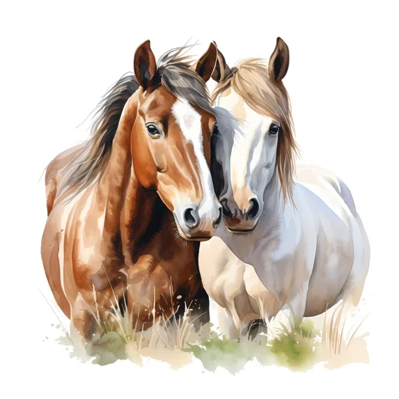 DOPASTICKER Car Sticker Watercolor Horses Sticker Phone Sticker, Latop ...