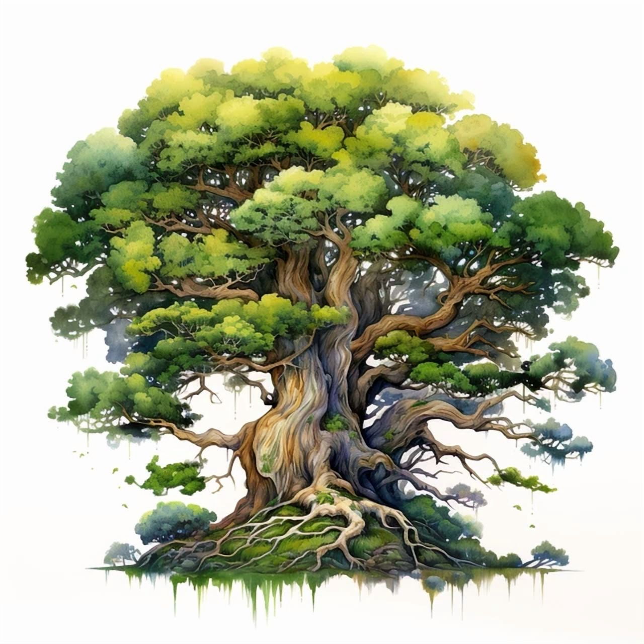 DOPASTICKER Car Sticker Watercolor Tree Sticker Phone Sticker, Latop ...