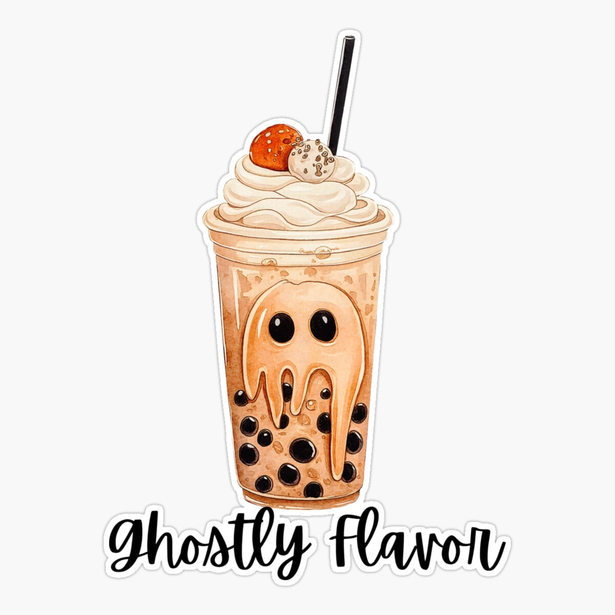 DOPASTICKER Caramel Ghost Drink Horror Special Sticker, Phone Sticker ...